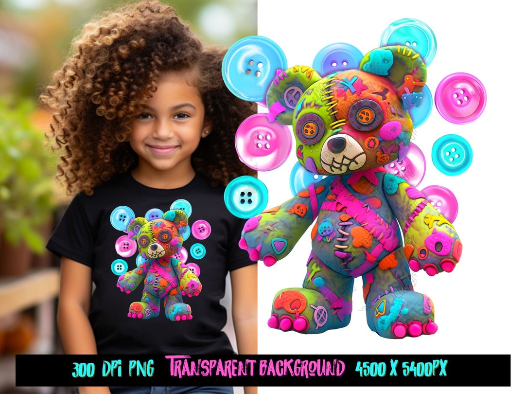 Cute Colorful Tattered Teddy Bear for Kids T Shirts and Sublimation ...