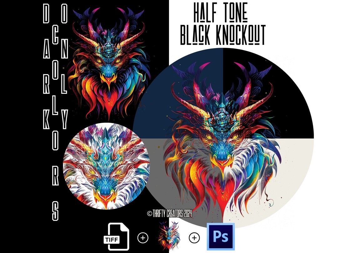 Dragon 2 Mythical Halftone Image Pack - Thrifty Halftones ©, PSD, PNG ...