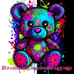 Teddy Bear Png for Colorful Png Design. Graffiti Art for Shirts and ...