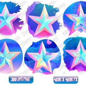 Watercolor Rainbow Stars Clipart, Star Shapes, Squishy Stars (digital ...