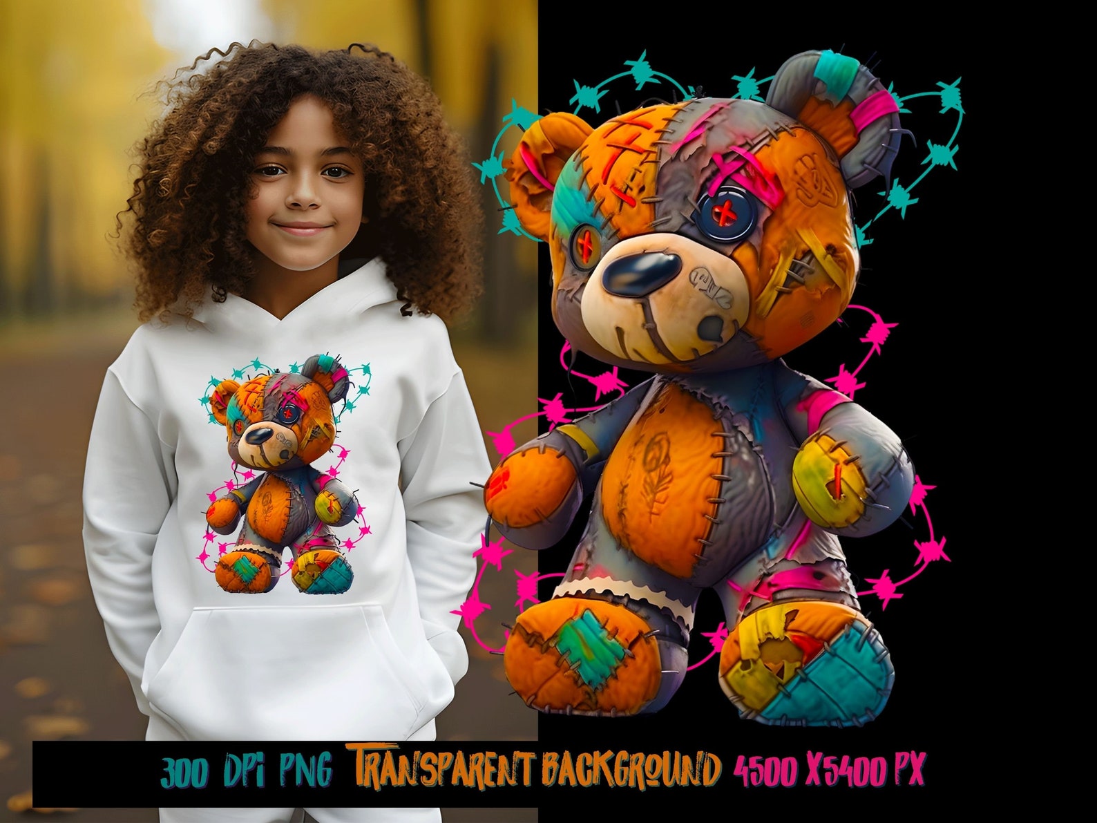 Tattered Teddy Bear Png for Colorful Sublimate Design. Png for Shirt ...