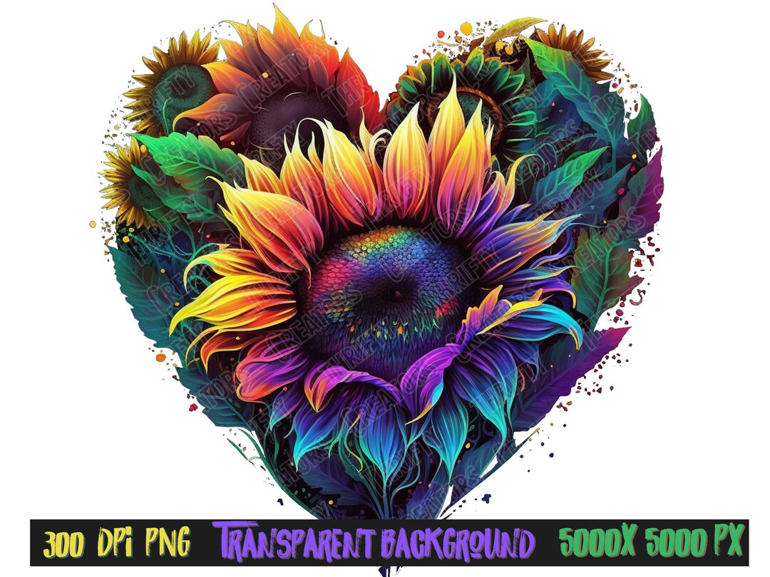 Colorful Sunflower Tie Dye Sublimation Designs, DTF Designs, T Shirt ...