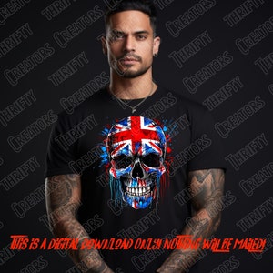British Flag Skull Sublimation PNG Design - Union Jack Graphic for T-shirts and More - Etsy UK