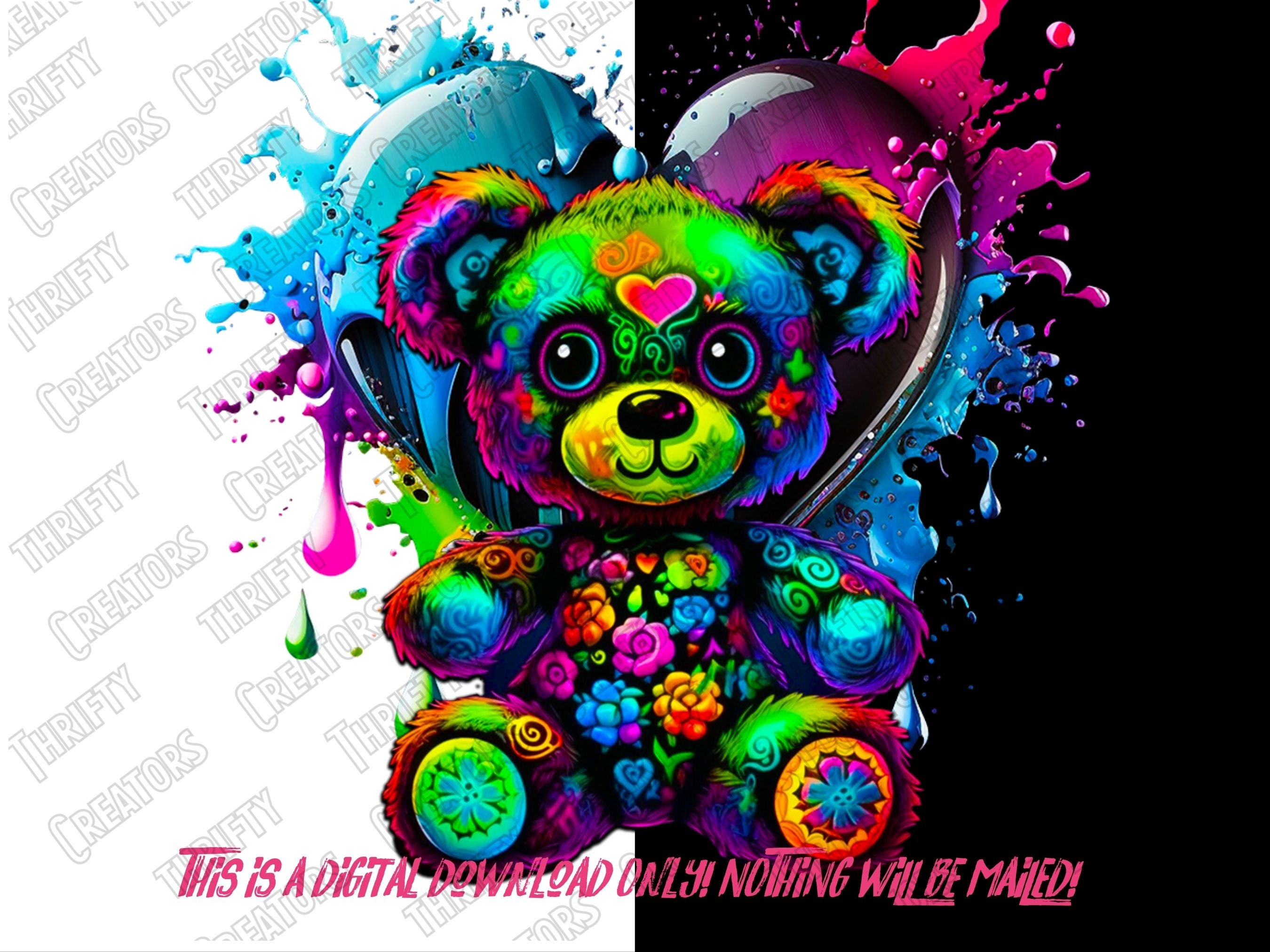 Colorful Teddy Bear PNG, Sublimation Design (digital Download) - Etsy ...