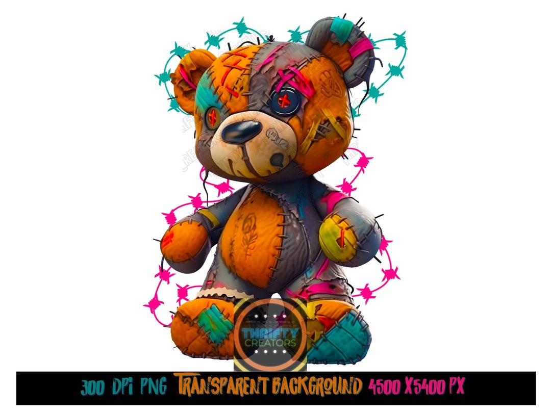 Tattered Teddy Bear Png for Colorful Sublimate Design. Png for Shirt ...