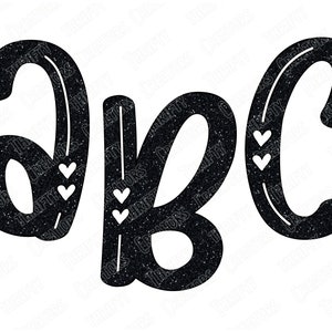 Black Glitter Doodle Alphabet PNG, Numbers & Characters (digital ...