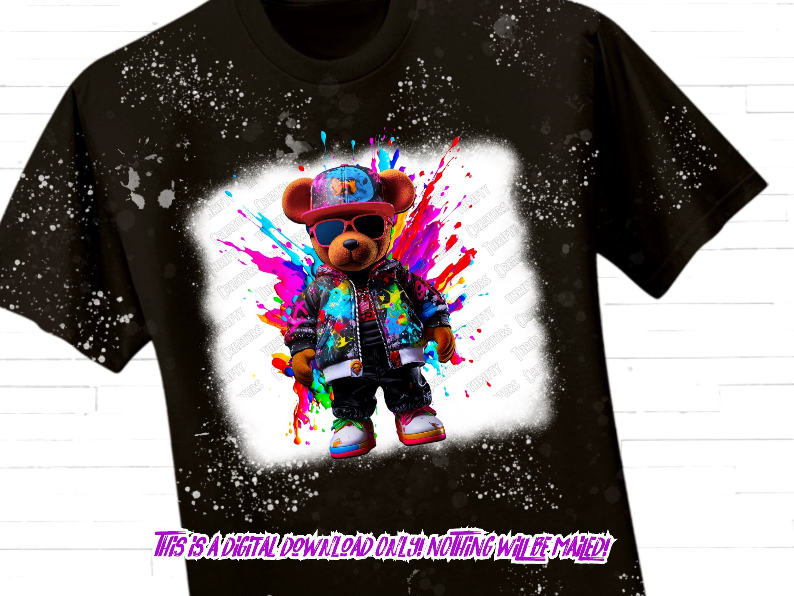 Trending Teddy Bear PNG, Colorful Streetwear Design (digital Download ...