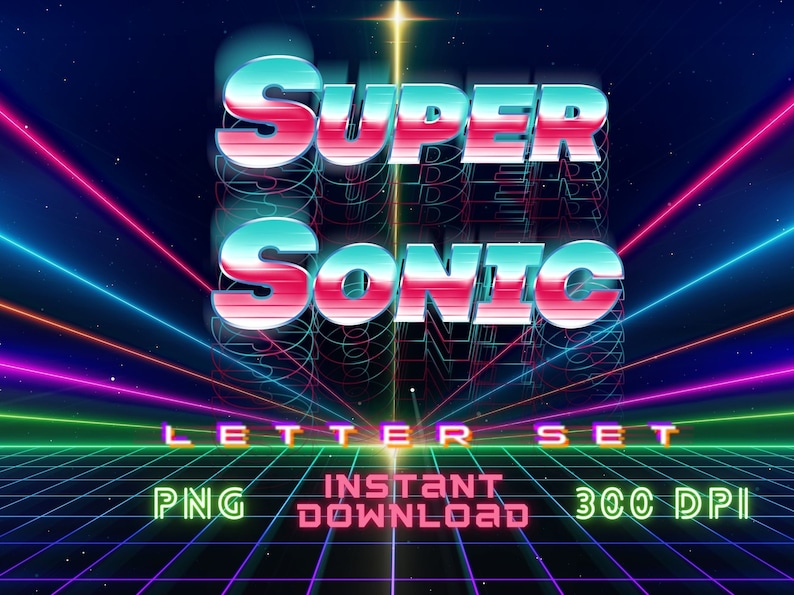 80s Font Neon Font Vintage Font Neon Alphabet Neon PNG 3D - Etsy