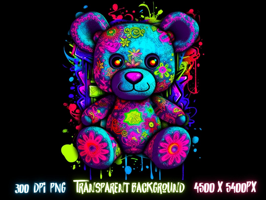 Teddy Bear Png for Colorful Png Design. Graffiti Art for Shirts and ...