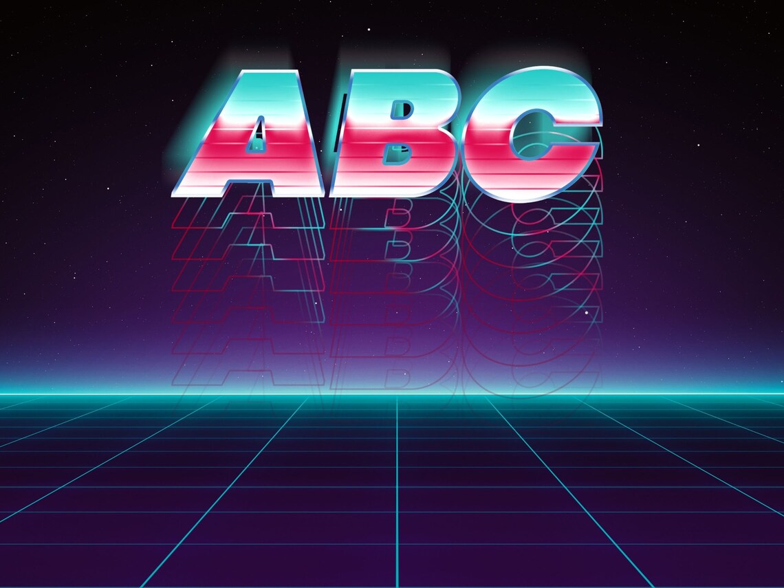 80s Neon Letter Set, Stacked 3D Alphabet (PNG Digital Download) - Etsy