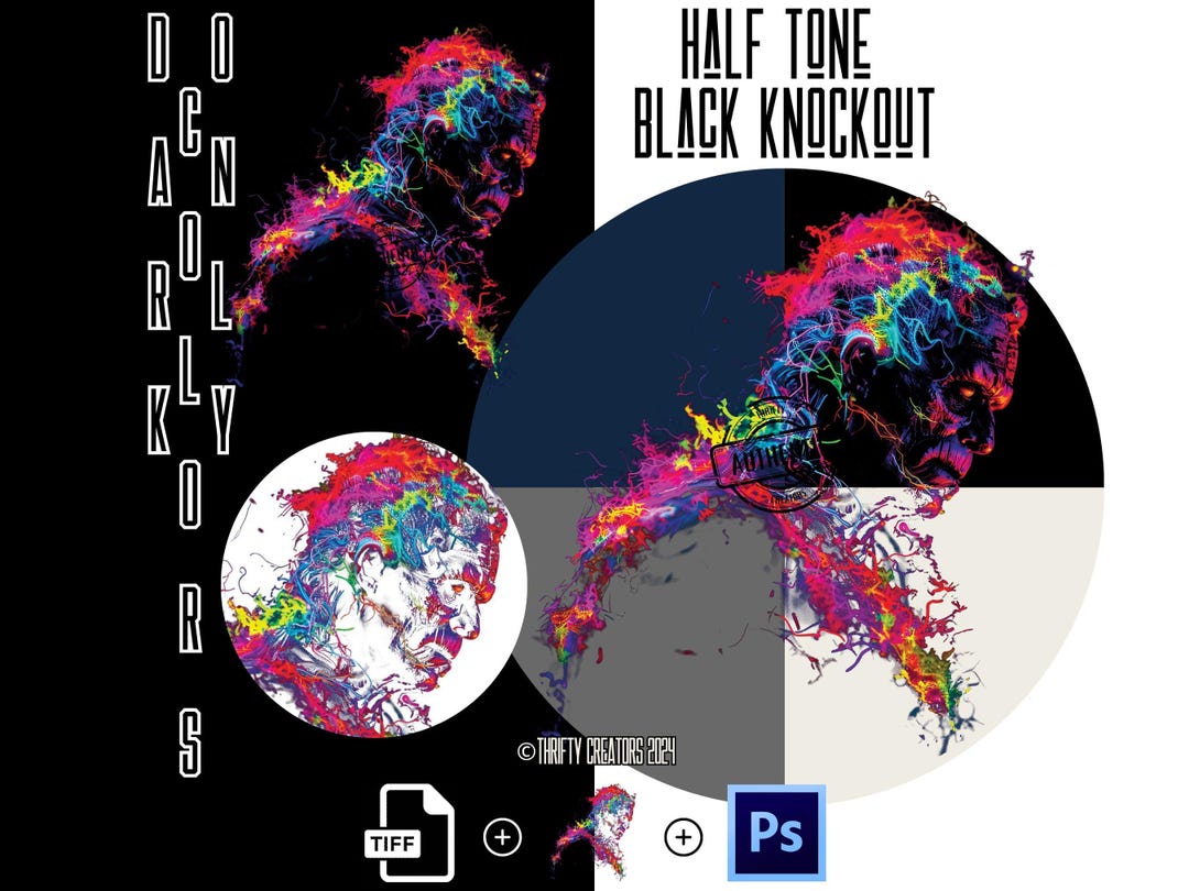 Frankenstein Neon Halftone Image Pack - Thrifty Halftones ©, PSD, PNG ...