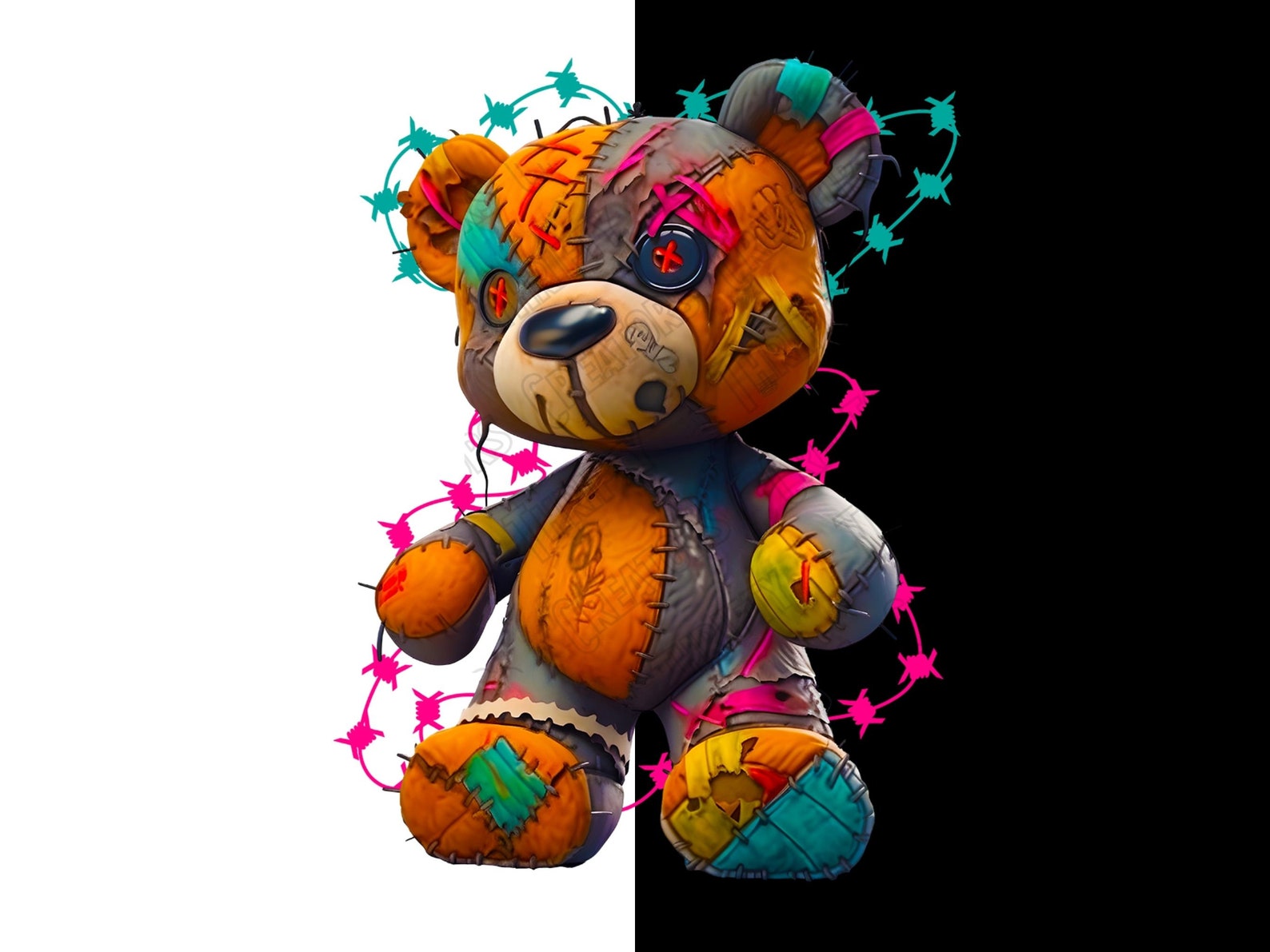Tattered Teddy Bear Png for Colorful Sublimate Design. Png for Shirt ...