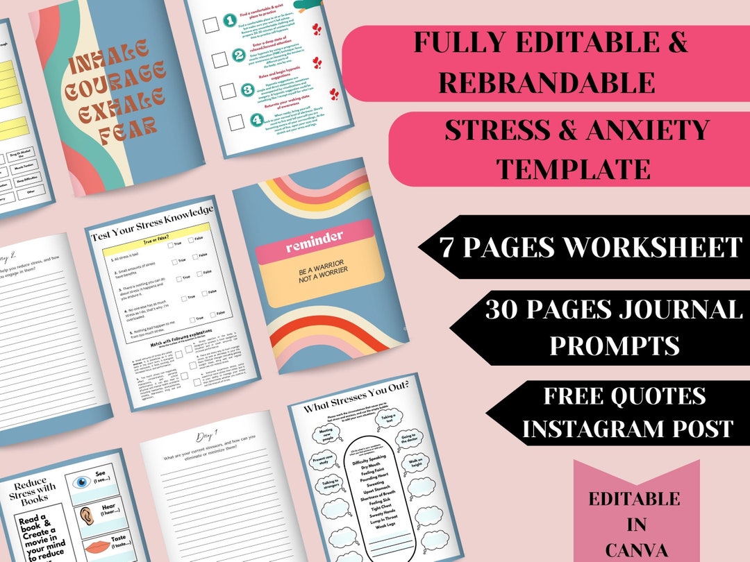 Stress & Anxiety Toolkit: Worksheets, Journals, Instagram Posts Quotes ...