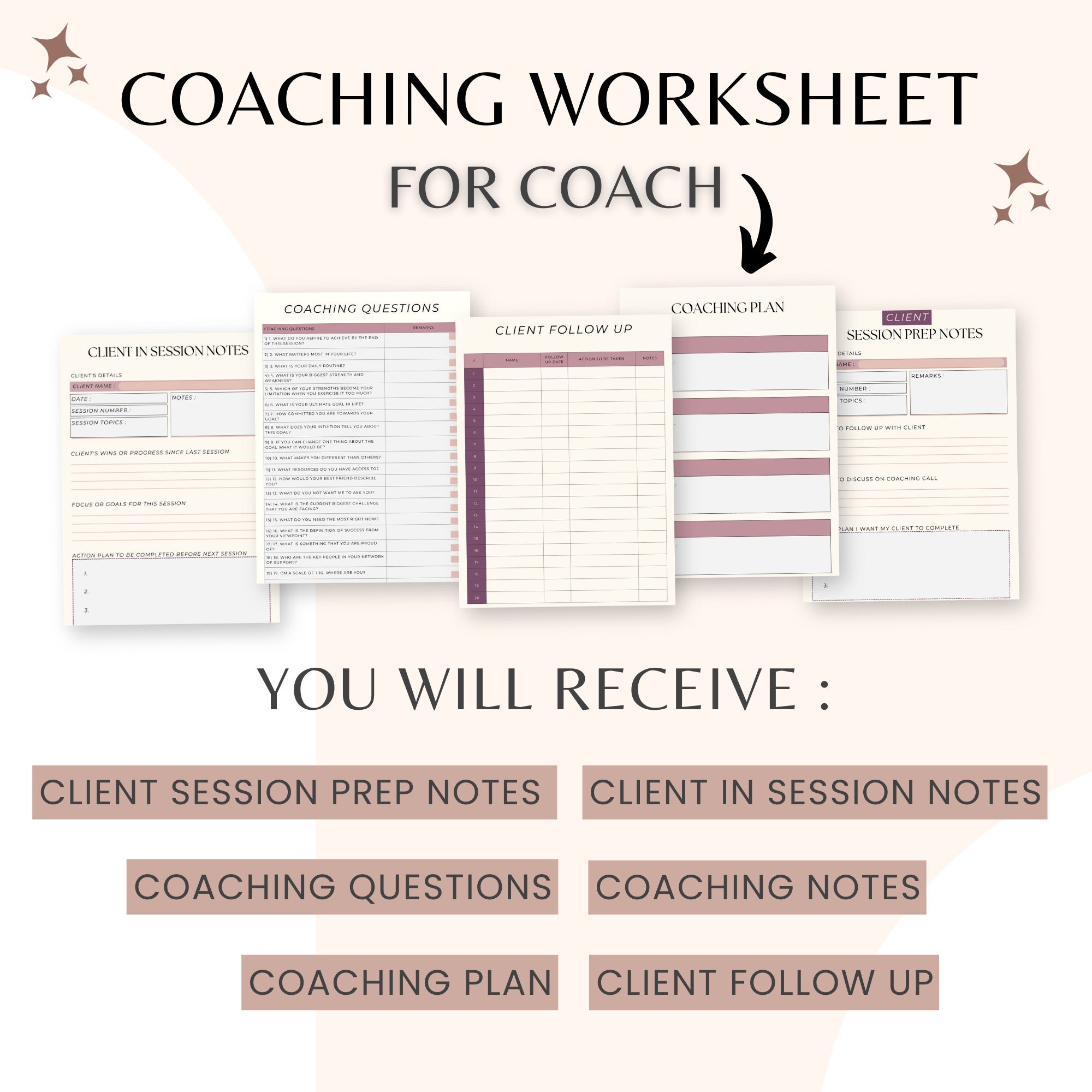 Coaching Worksheet Templates Life Coach Worksheet Lead - Etsy