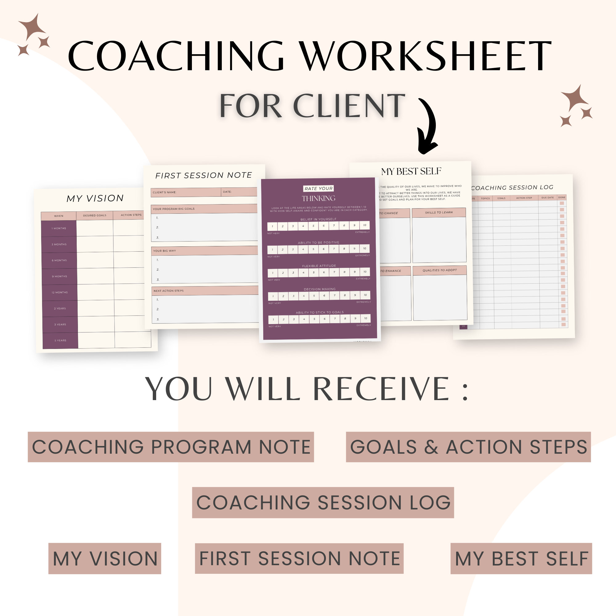 Coaching Worksheet Templates Life Coach Worksheet Lead - Etsy
