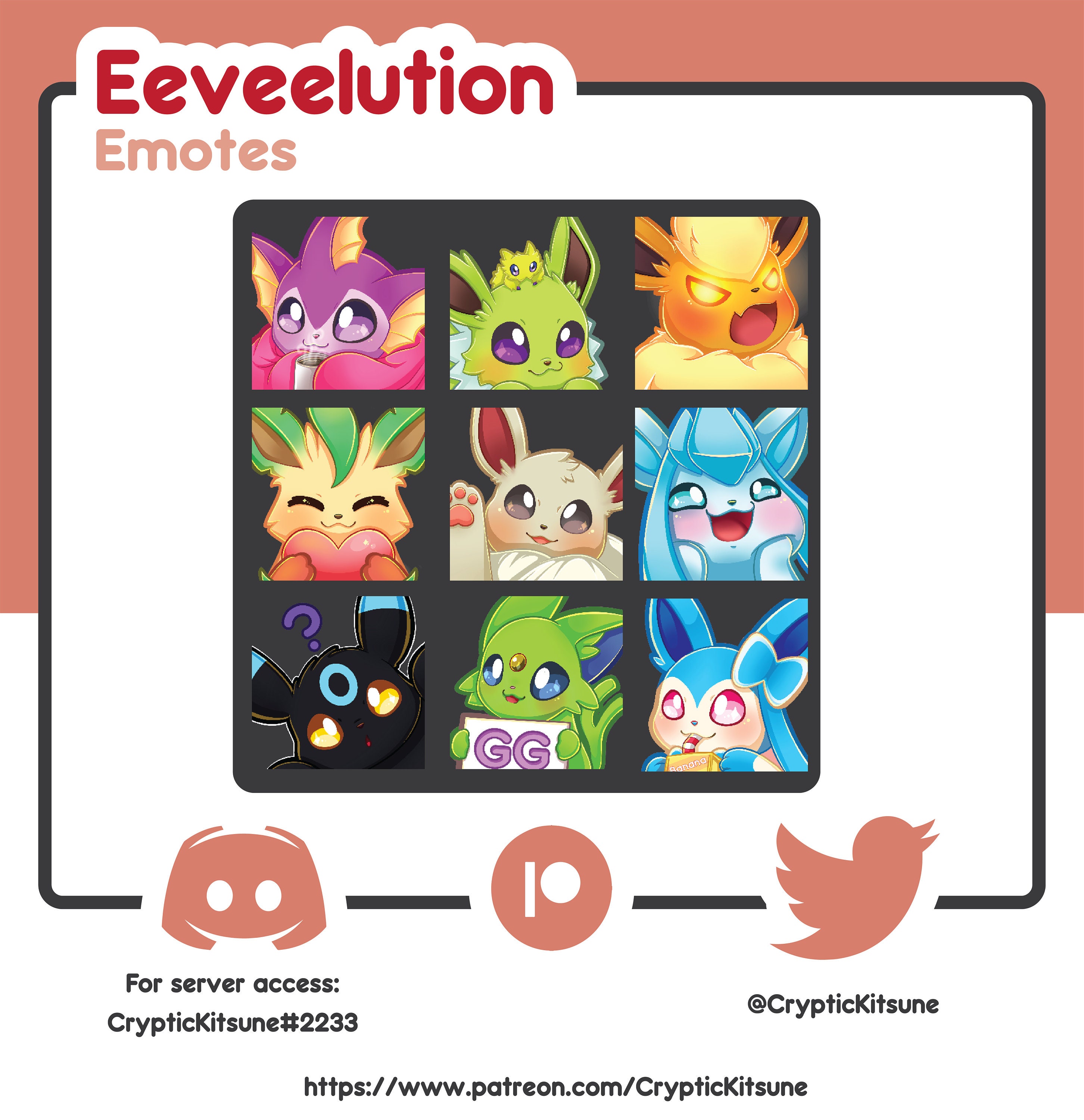 Eeveelution Emotes | Kawaii Twitch Emotes | Twitch Emotes | Pokemon ...