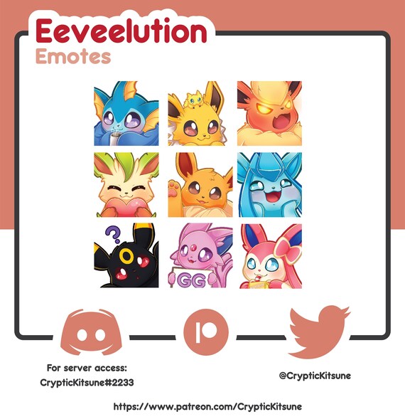 Eeveelution Emotes Kawaii Twitch Emotes Twitch Emotes - Etsy