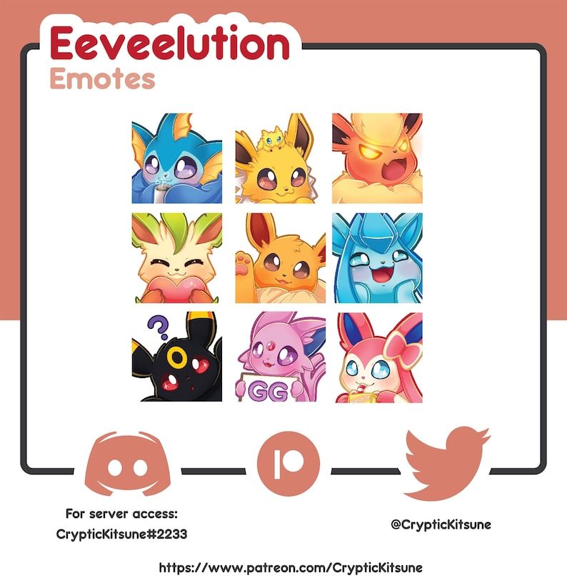 Eeveelution Emotes | Kawaii Twitch Emotes | Twitch Emotes | Pokemon ...