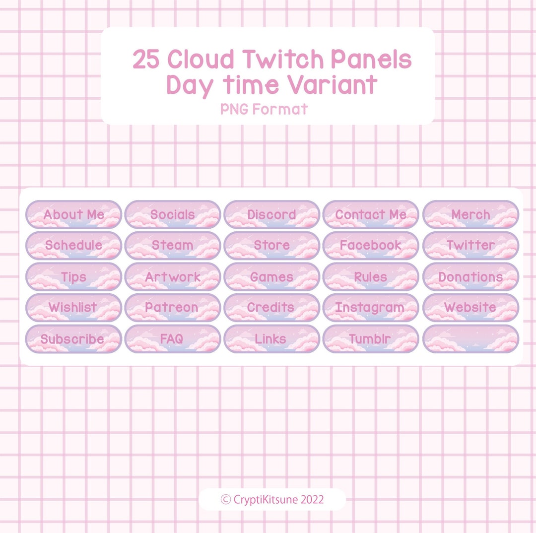 Cloud Twitch Panels | Day-time Variant | Kawaii Twitch Panels | Twitch Panels | Cute Twitch ...
