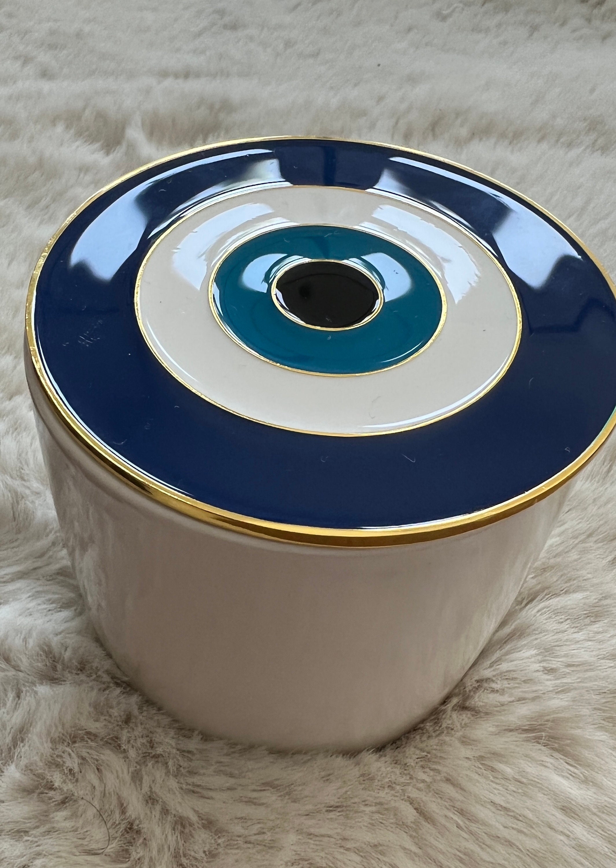 Evil Eye Essential Oil Lava Rock Diffuser Jar, Home Decor, Trinket Jar ...