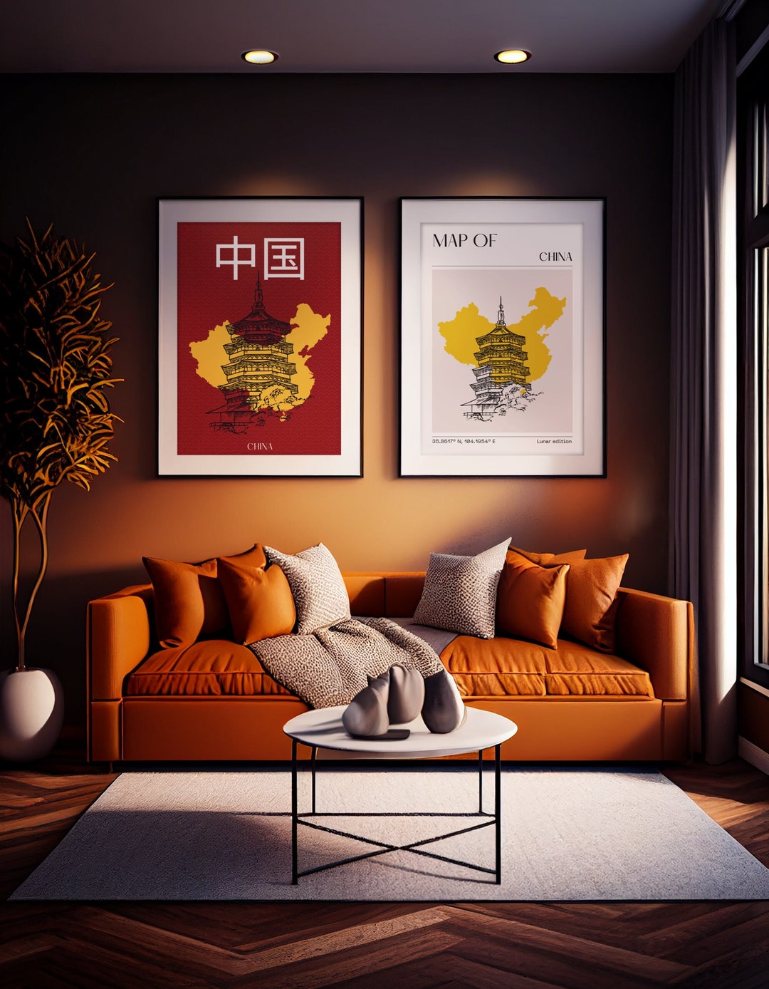 China Map Art, Set of 19, Chinese Art Print, Modern Minimalist Design ...