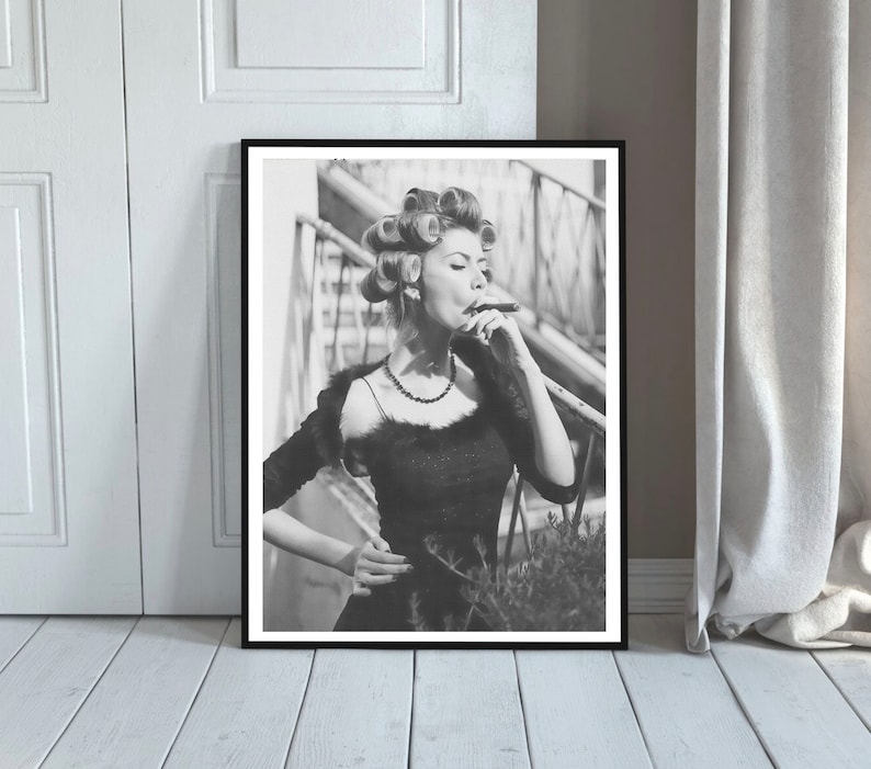 Vintage Portrait Woman Smoking Poster, Black and White, Feminist ...