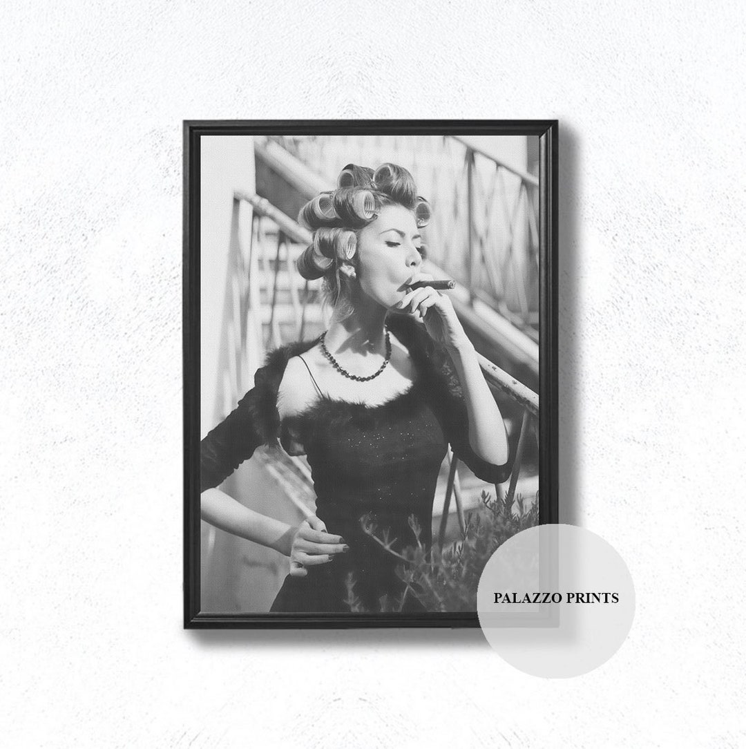 Vintage Portrait Woman Smoking Poster, Black and White, Feminist ...