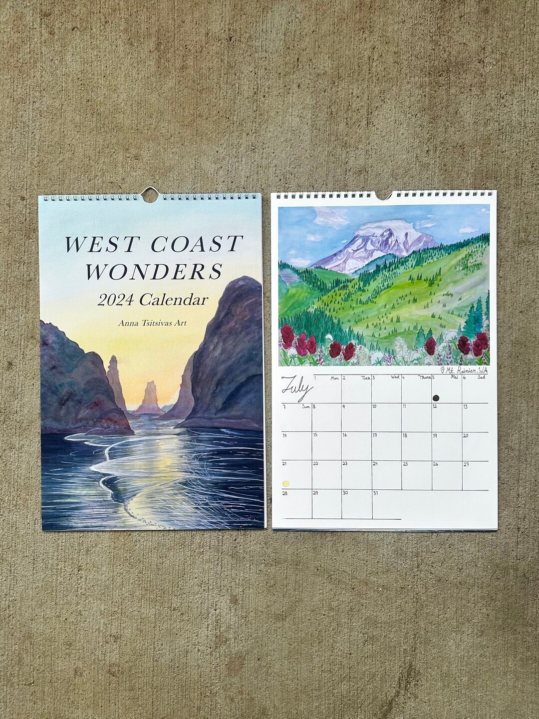 2024 West Coast Wonders Watercolor Calendar 10x15 Hand Painted Scenes ...