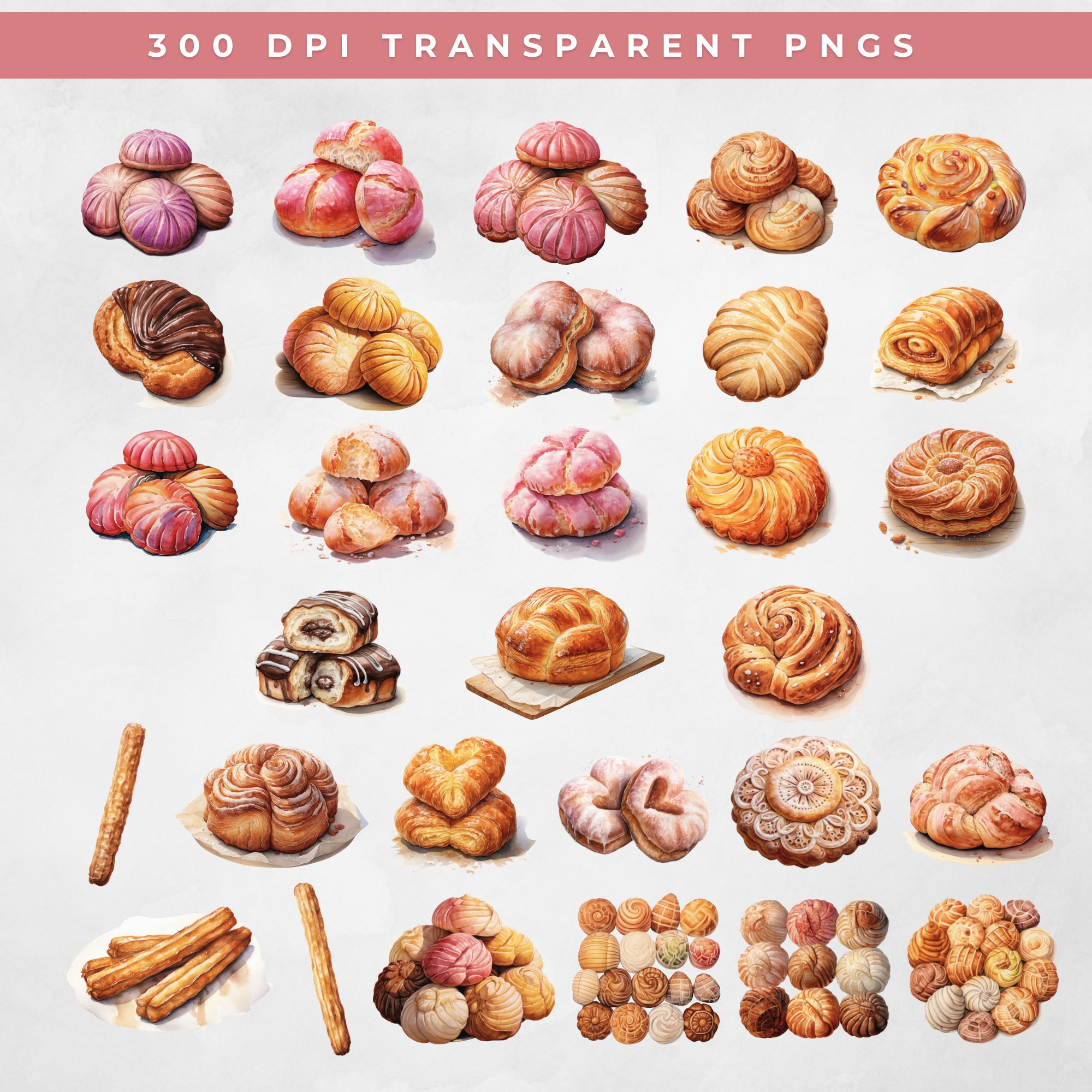 Pan Dulce Clipart | Concha Clipart | Watercolor Concha | Mexican ...