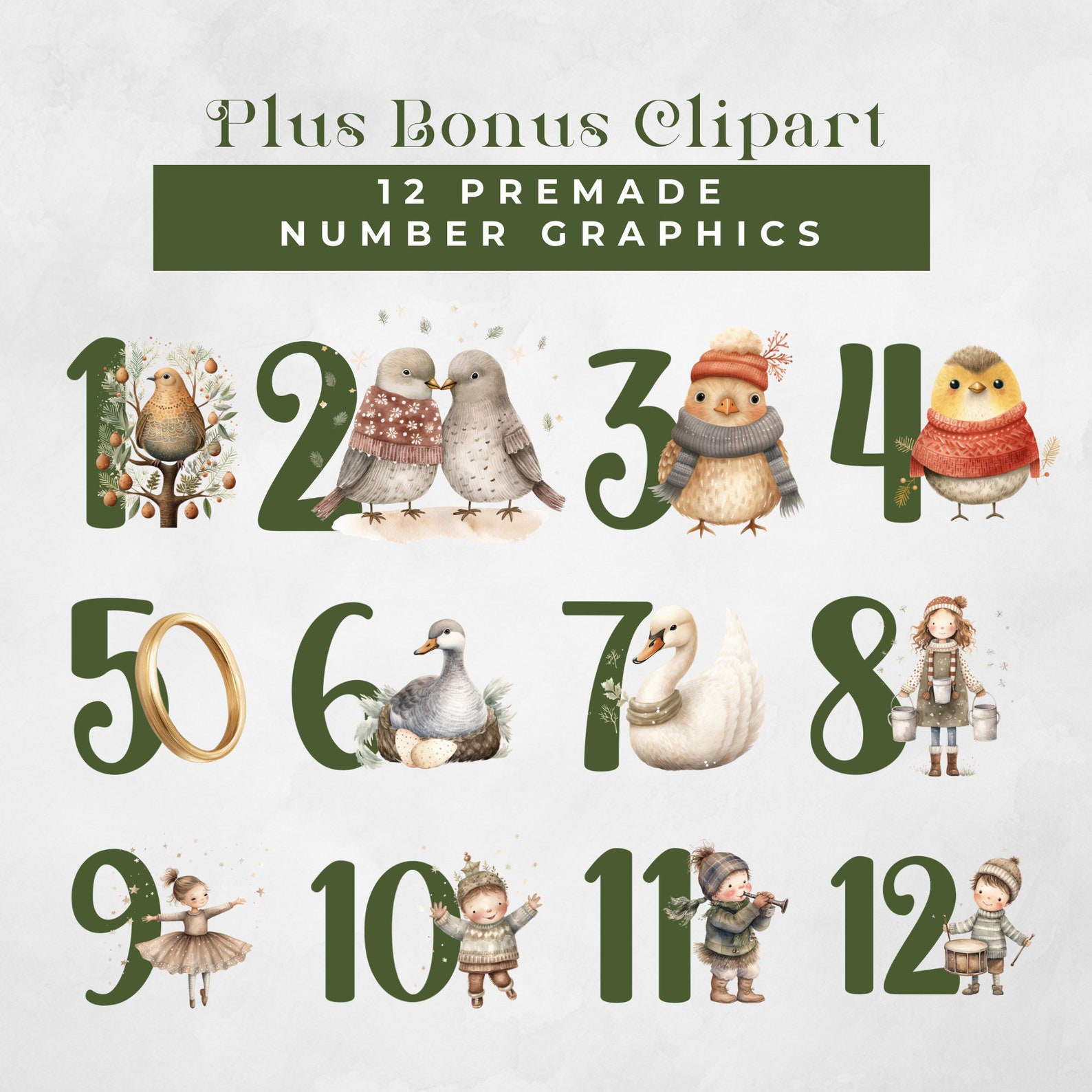 12 Days of Christmas Clipart | Christmas Clipart | Instant Download ...
