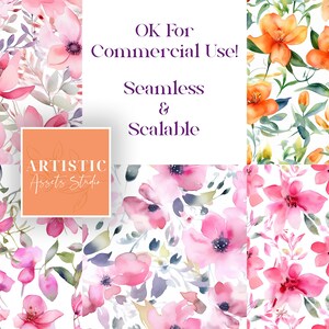 Watercolor Floral Digital Paper SEAMLESS Patterns Spring Flowers ...