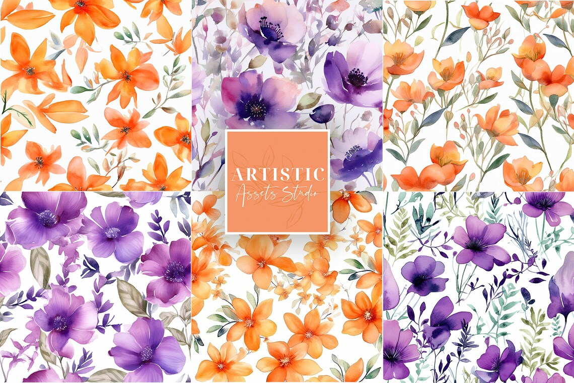 Watercolor Floral Digital Paper SEAMLESS Patterns Spring - Etsy