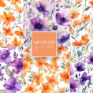 Watercolor Floral Digital Paper SEAMLESS Patterns Spring Flowers ...