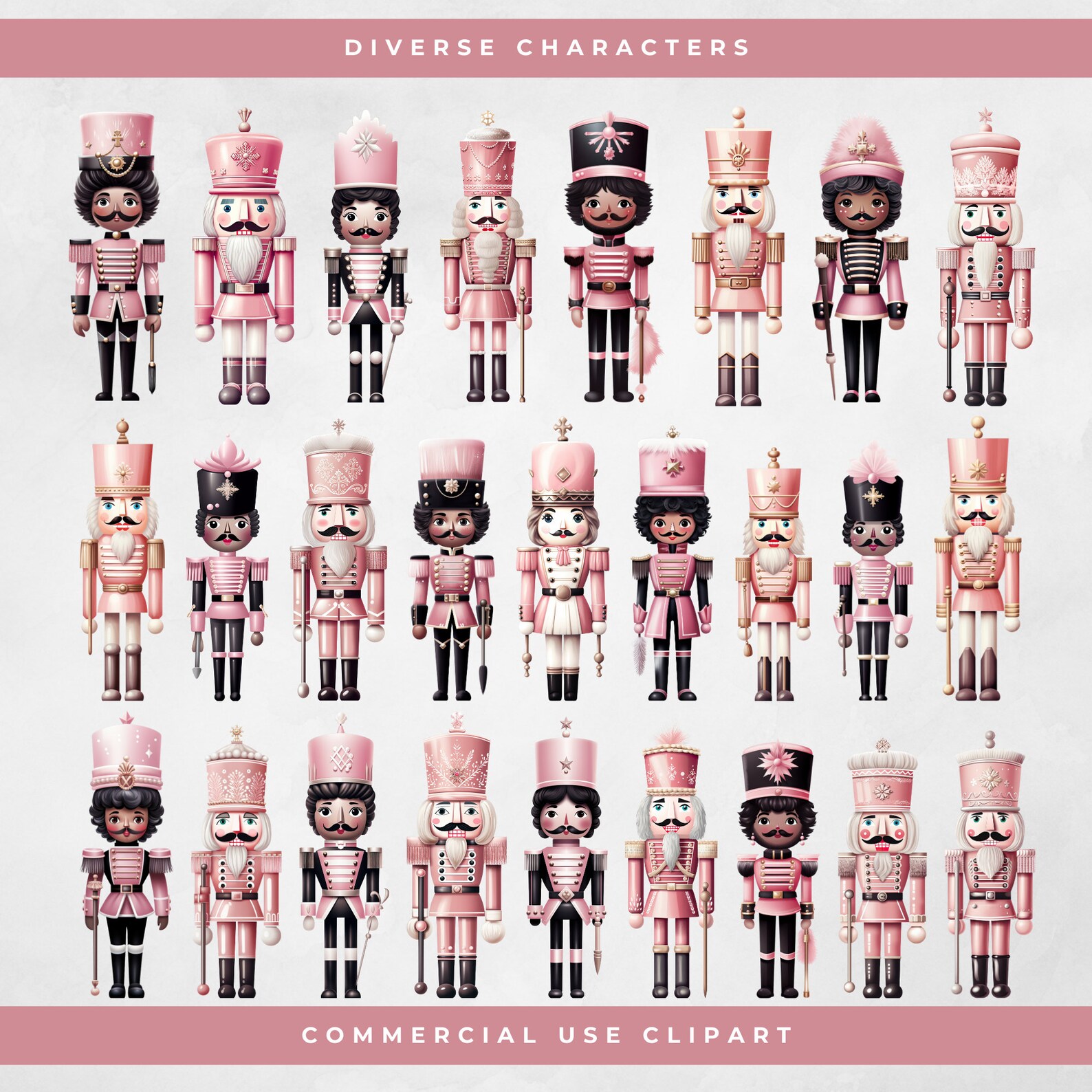Pink Nutcrackers | Christmas Clipart | Instant Download | Holiday ...
