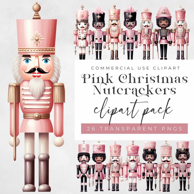 Pink Nutcrackers | Christmas Clipart | Instant Download | Holiday ...
