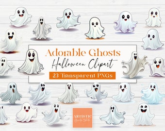 Cute Ghost Clipart Bundle Watercolor Halloween Clipart High - Etsy