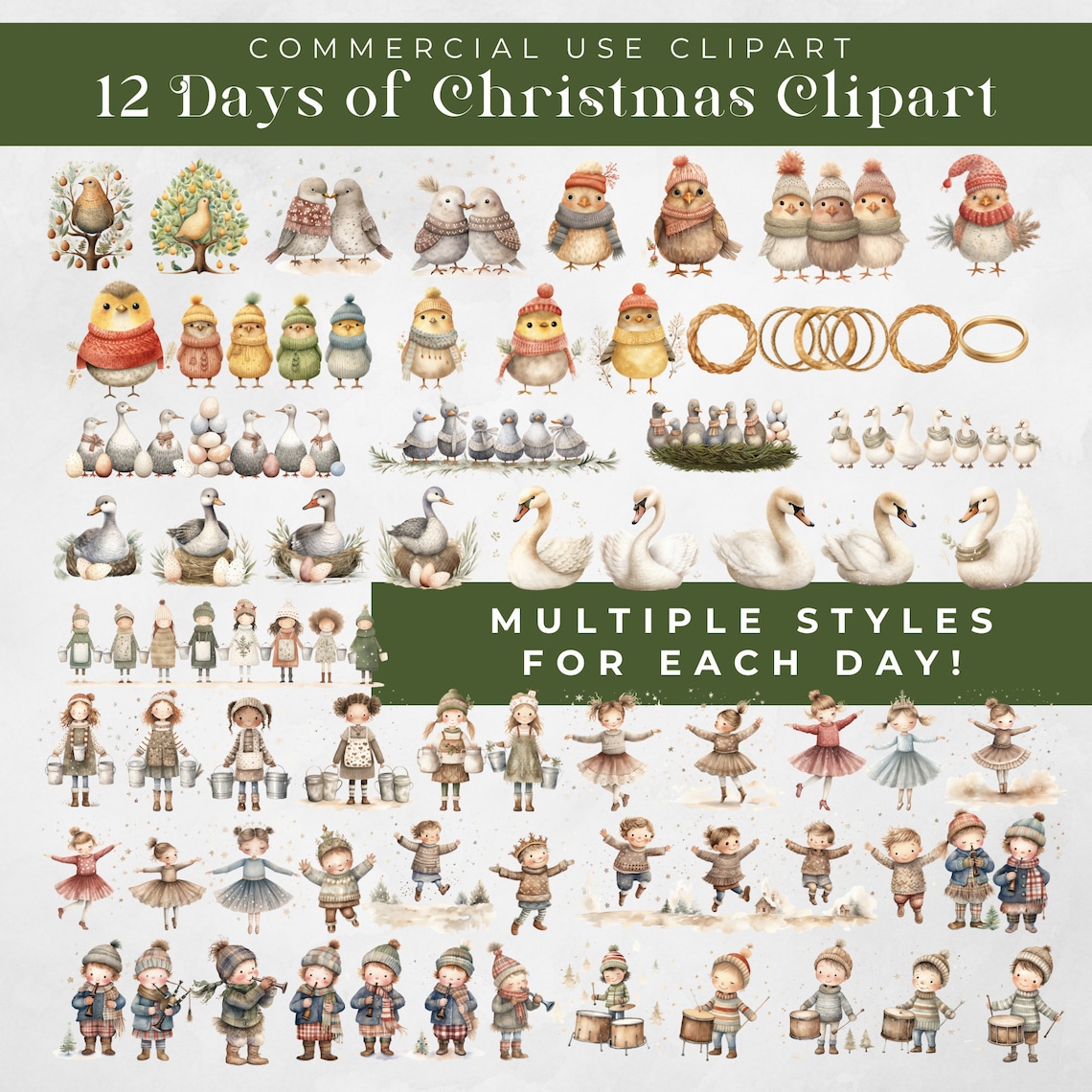 12 Days of Christmas Clipart | Christmas Clipart | Instant Download ...