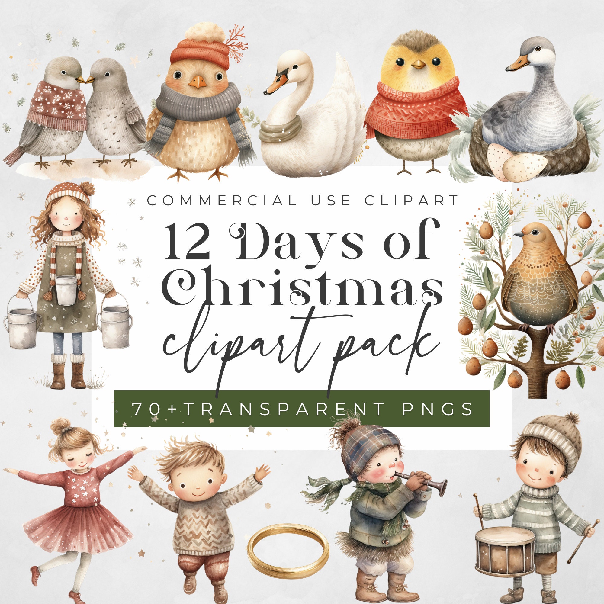 12 Days of Christmas Clipart | Christmas Clipart | Instant Download ...