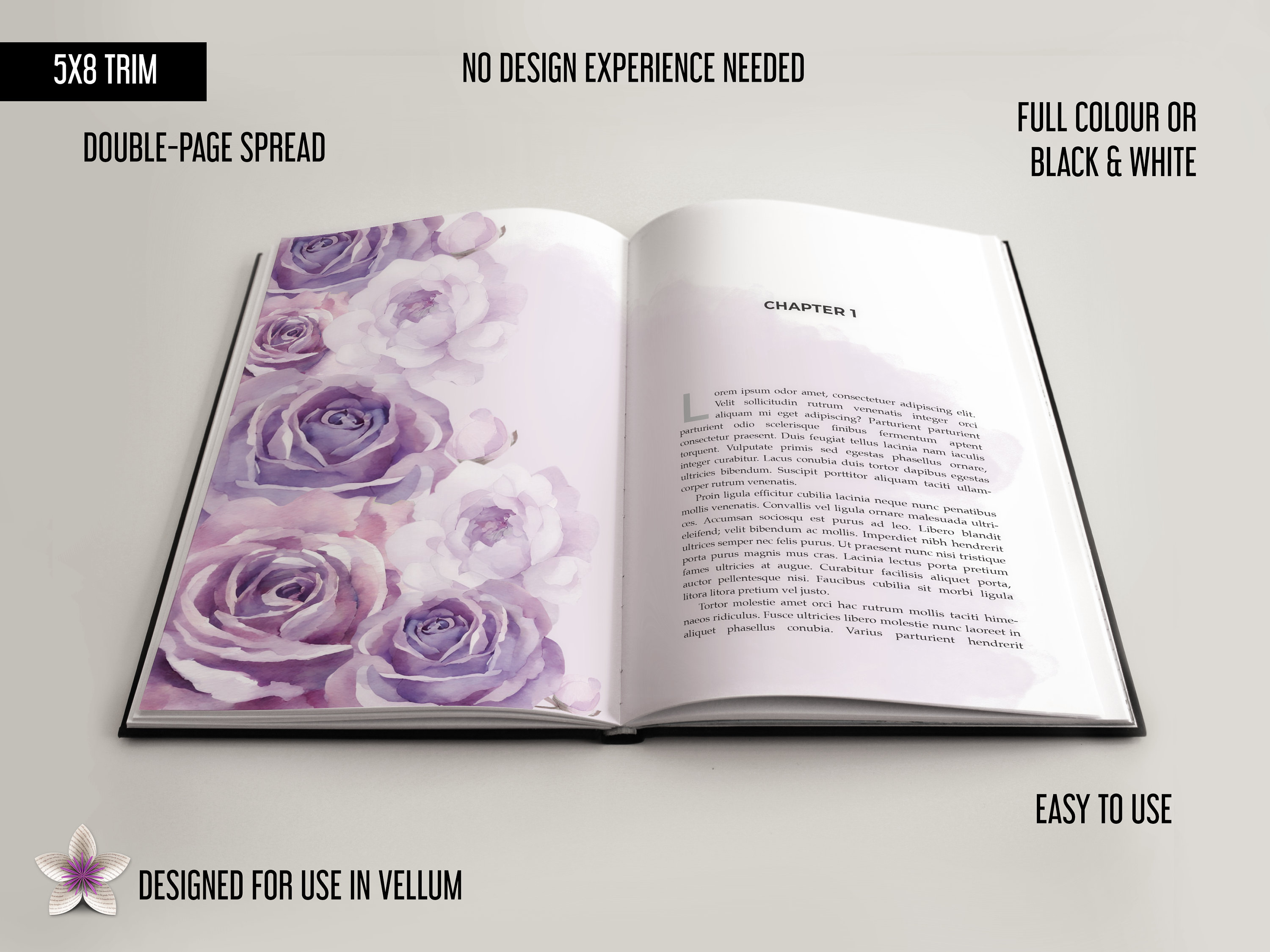 Pre-made Book Formatting Designs for Vellum: "pink Cascade" - 5x8 Trim ...