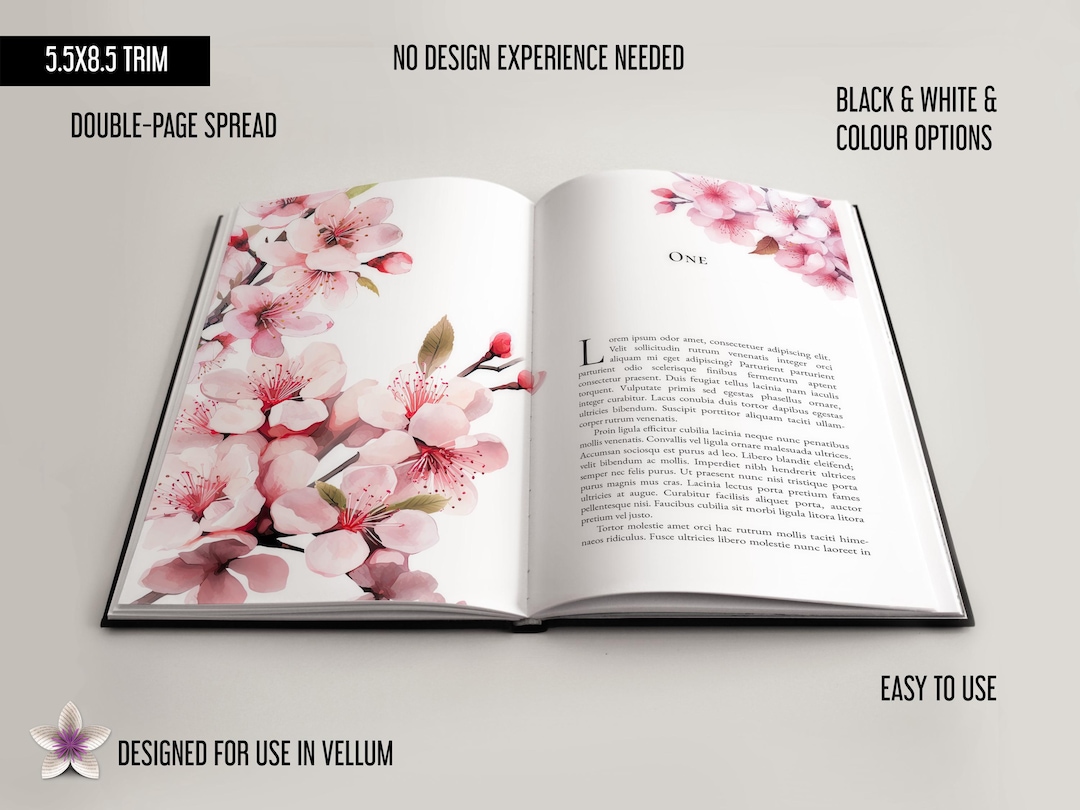 Pre-made Book Formatting Designs for Vellum: "cherry Blossoms" - 5.5X8 ...