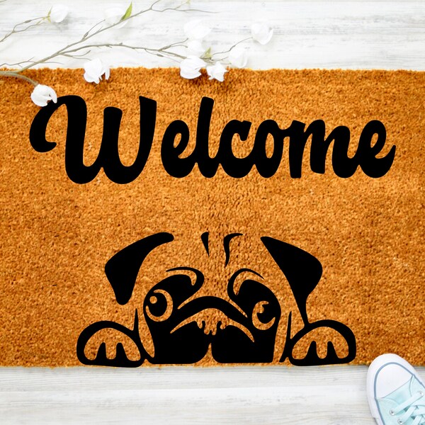 Pug Welcome Mat - Etsy