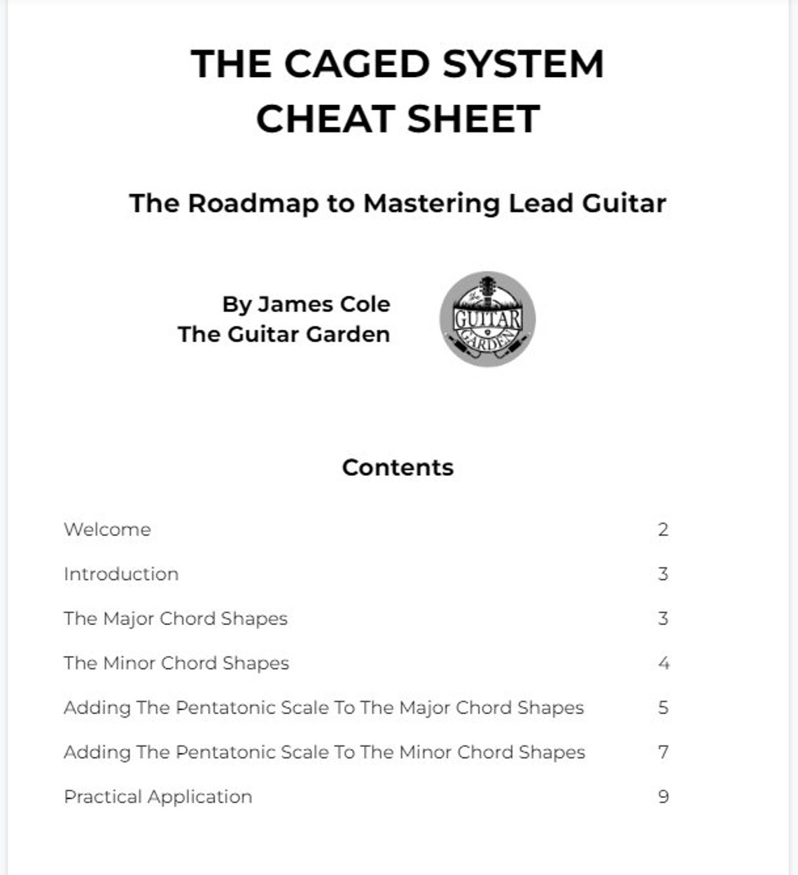 The CAGED System Cheat Sheet - the Roadmap to Mastering Melodic Soloing ...