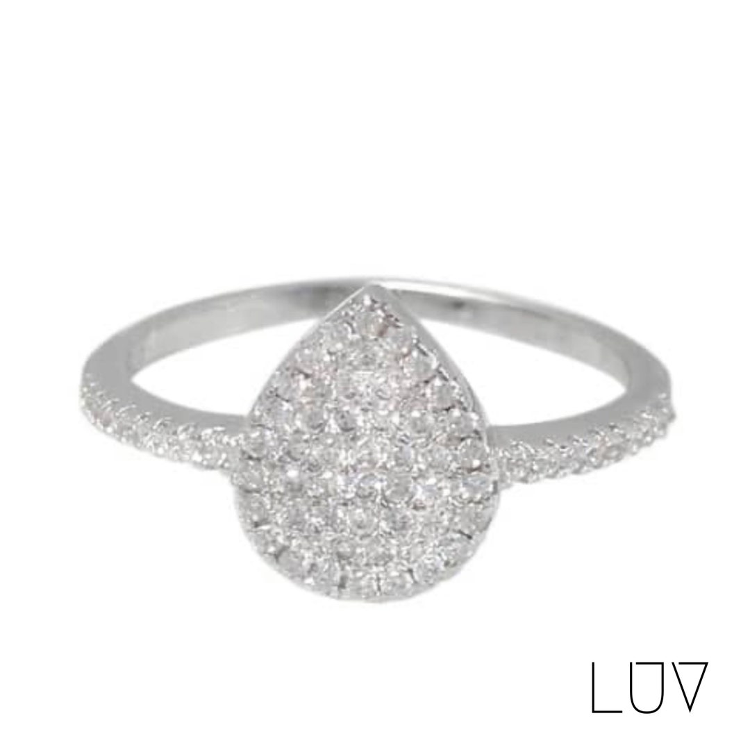 Diamond Ring Almond Shape 14k Gold Plated Ring Statement Ring Ring ...