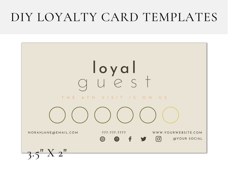 Loyalty Card Template, Instant Download, Canva Template, Minimalist ...