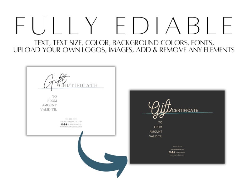 Editable Gift Certificate Template Printable Gift Voucher Download ...