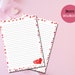 Printable Heart Valentines Day/ Anniversary Letter Writing Stationery ...