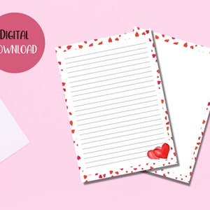 Printable Heart Valentines Day/ Anniversary Letter Writing Stationery ...