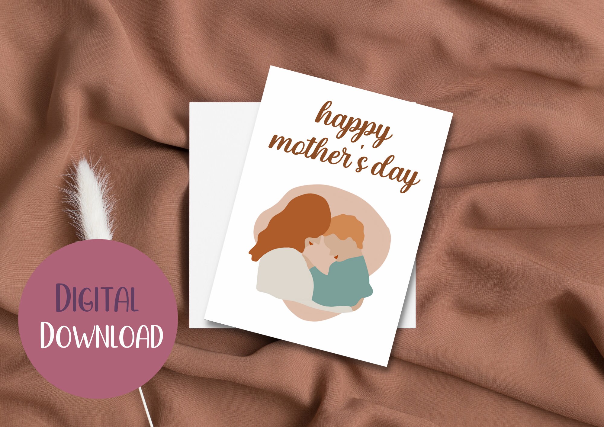Printable Cute Bohemian Style Mother's Day Card, Instant Download ...