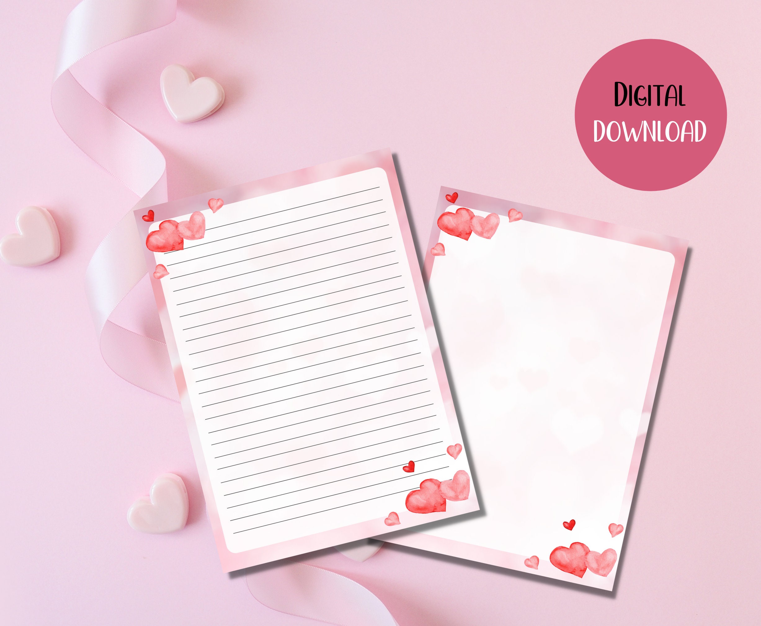 Printable Cute Valentine's Day, Anniversary Day Letter Writing Paper ...