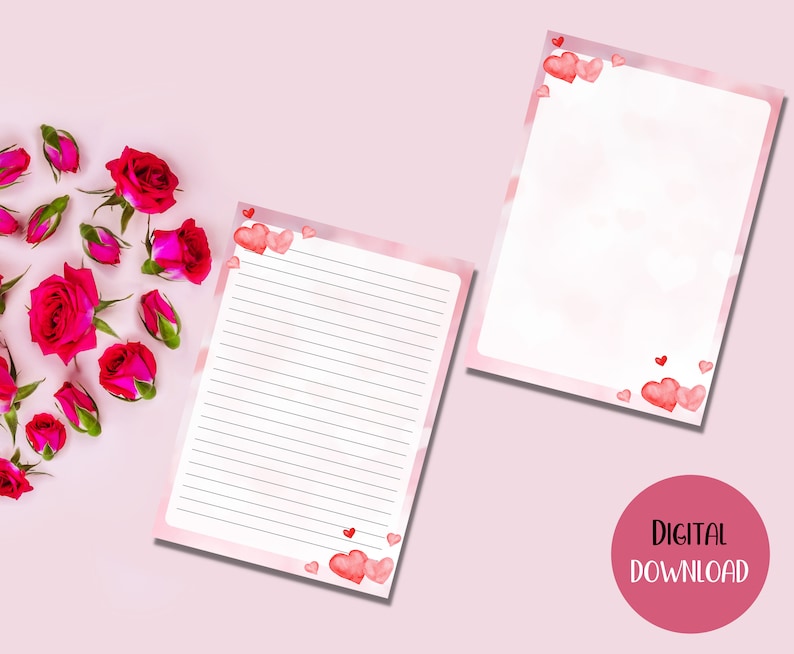 Printable Cute Valentine's Day, Anniversary Day Letter Writing Paper ...